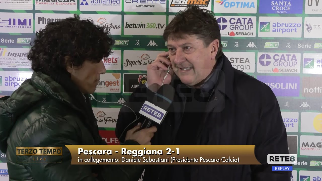Pescara - Reggiana 2-1 91° Sebastiani: "Tifosi straordinari…" - YouTube
