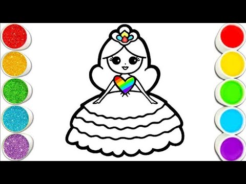 How to drow cute princess drowning coloring for kids #drawing4kids #art ...