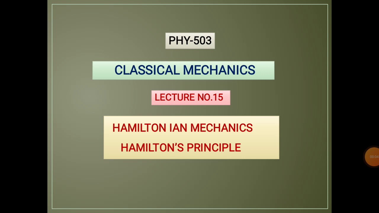 Introduction to Hamiltonian Mechanics and Hamilton's Principle by ...