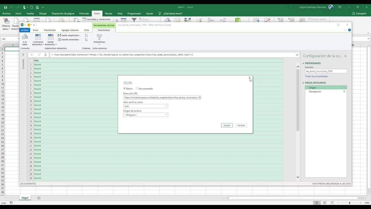 Manipular datos JSON en Excel - YouTube