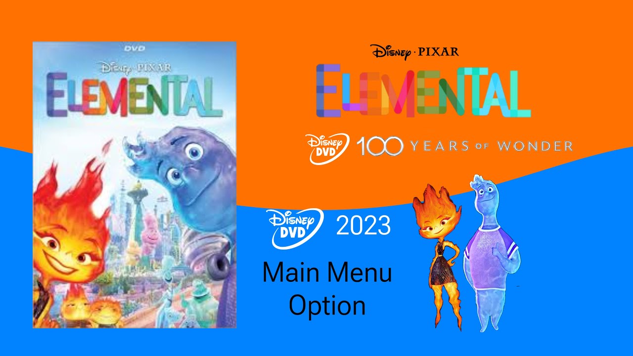 Opening to Disney and Pixar Elemental (2023) 2023 DVD (Main Menu Option ...