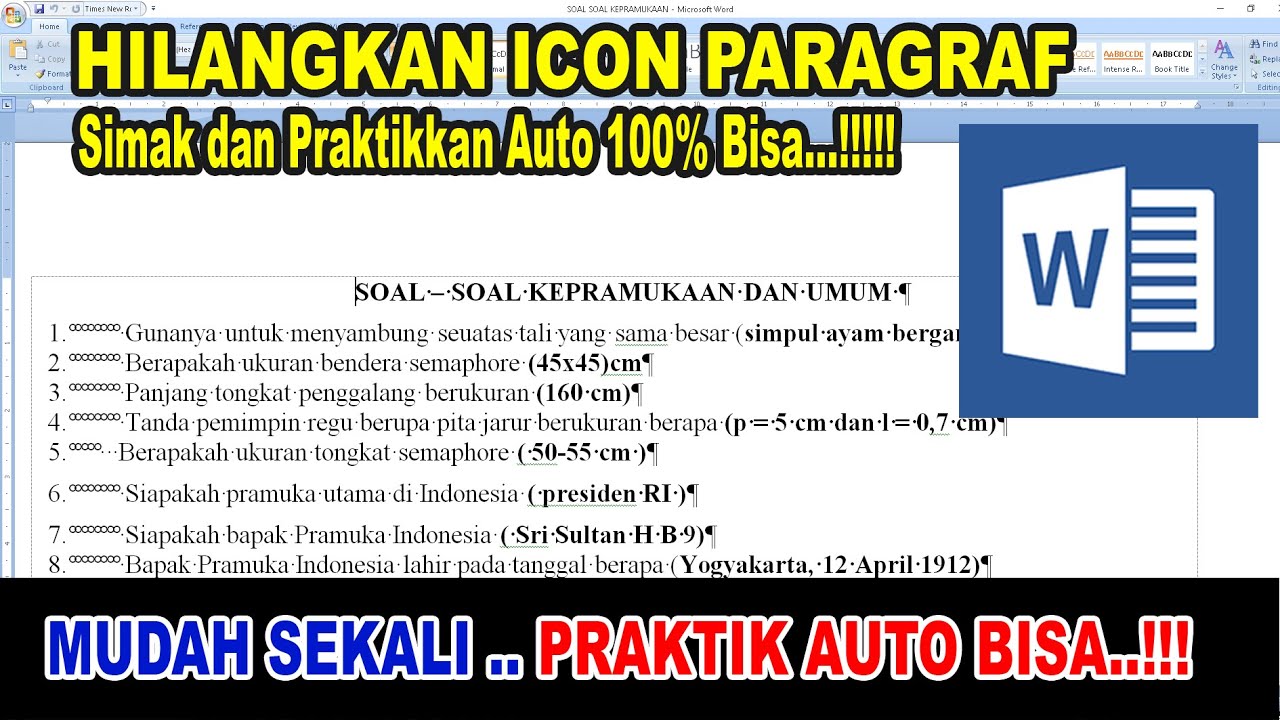 Cara Menghilangkan Icon Paragraf pada Microsoft Word - YouTube