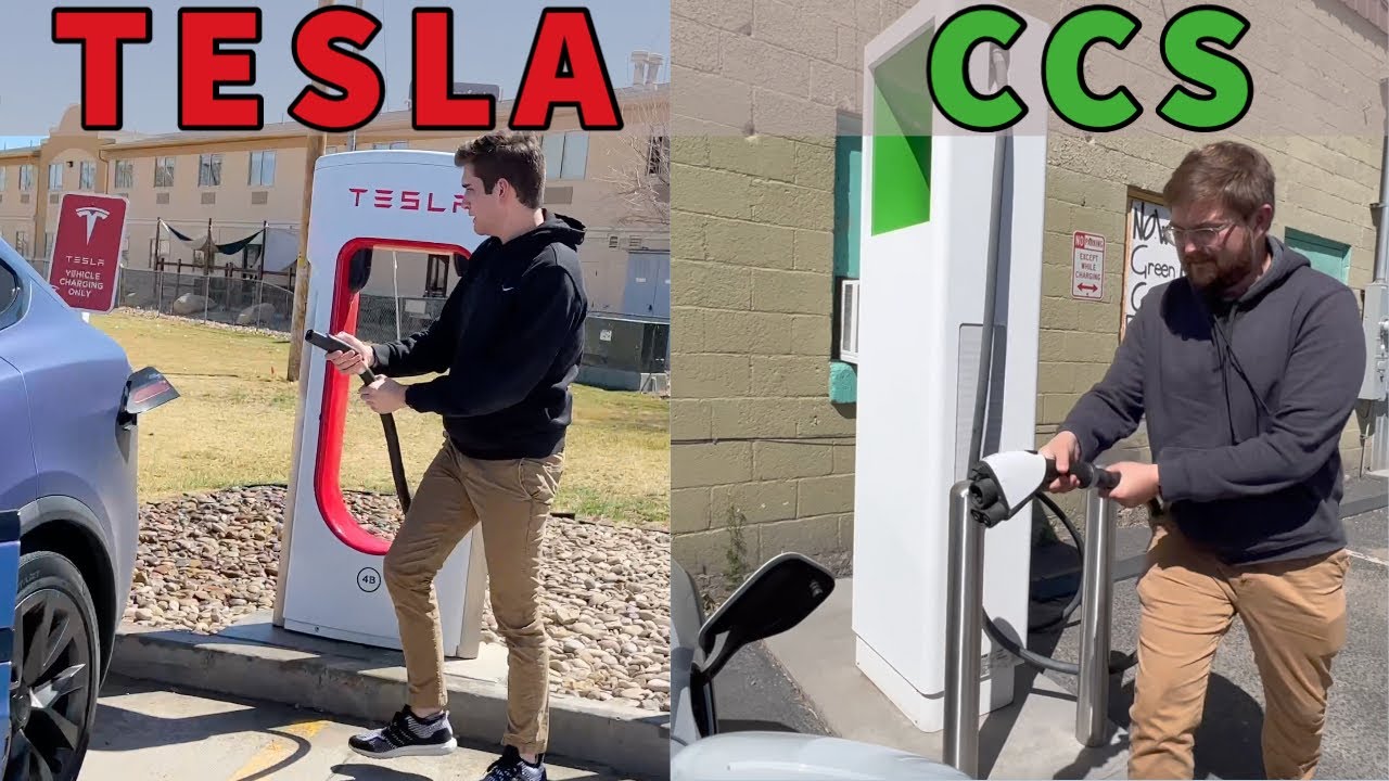 Tesla vs CCS In The Race To Vegas! 5 Electric Cars Push The Charging ...