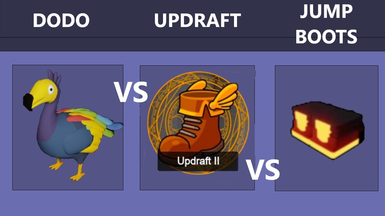 Whose double jump ability is more powerful - Dodo vs Updraft vs Jump ...