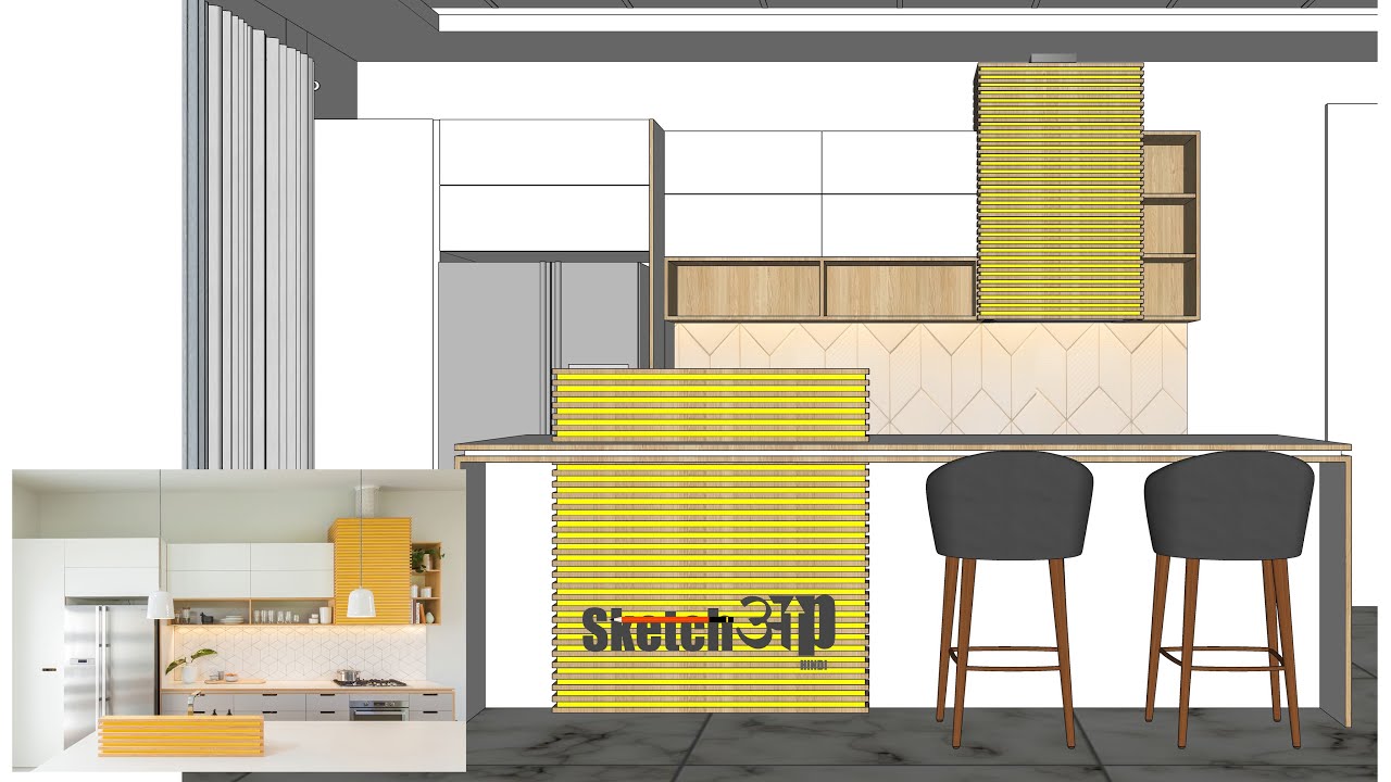 How to make modular kitchen|SketchUp Modular kitchen tutorial| - YouTube