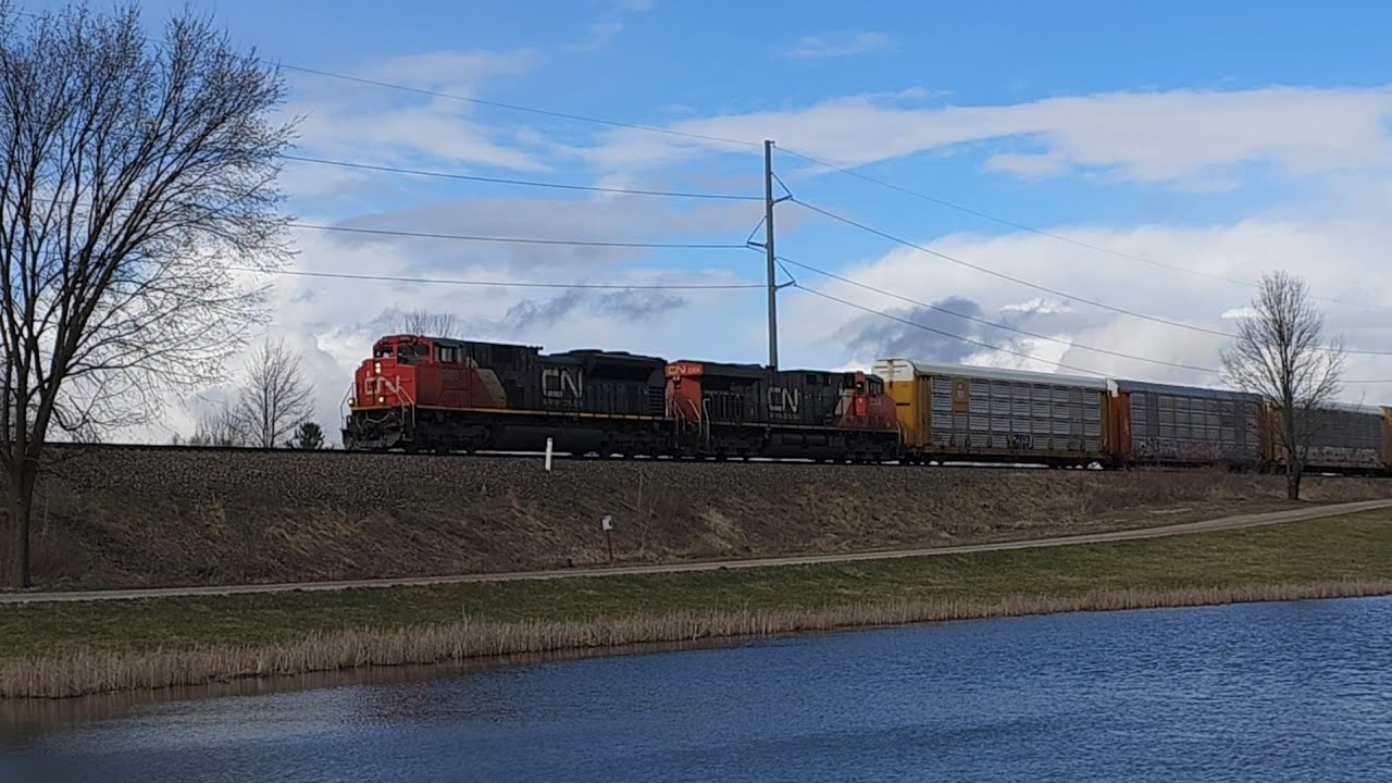 Canadian National - Westbound Rack Train 3/17/24 - YouTube