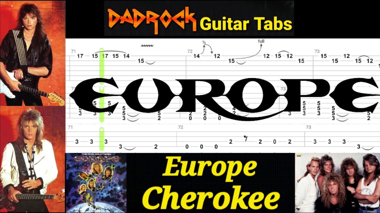 Cherokee - Europe - Guitar + Bass TABS Lesson - YouTube