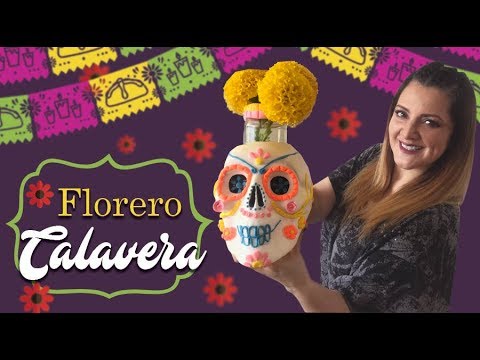 Florero Calavera de Azucar para la Ofrenda de Día de Muertos ...