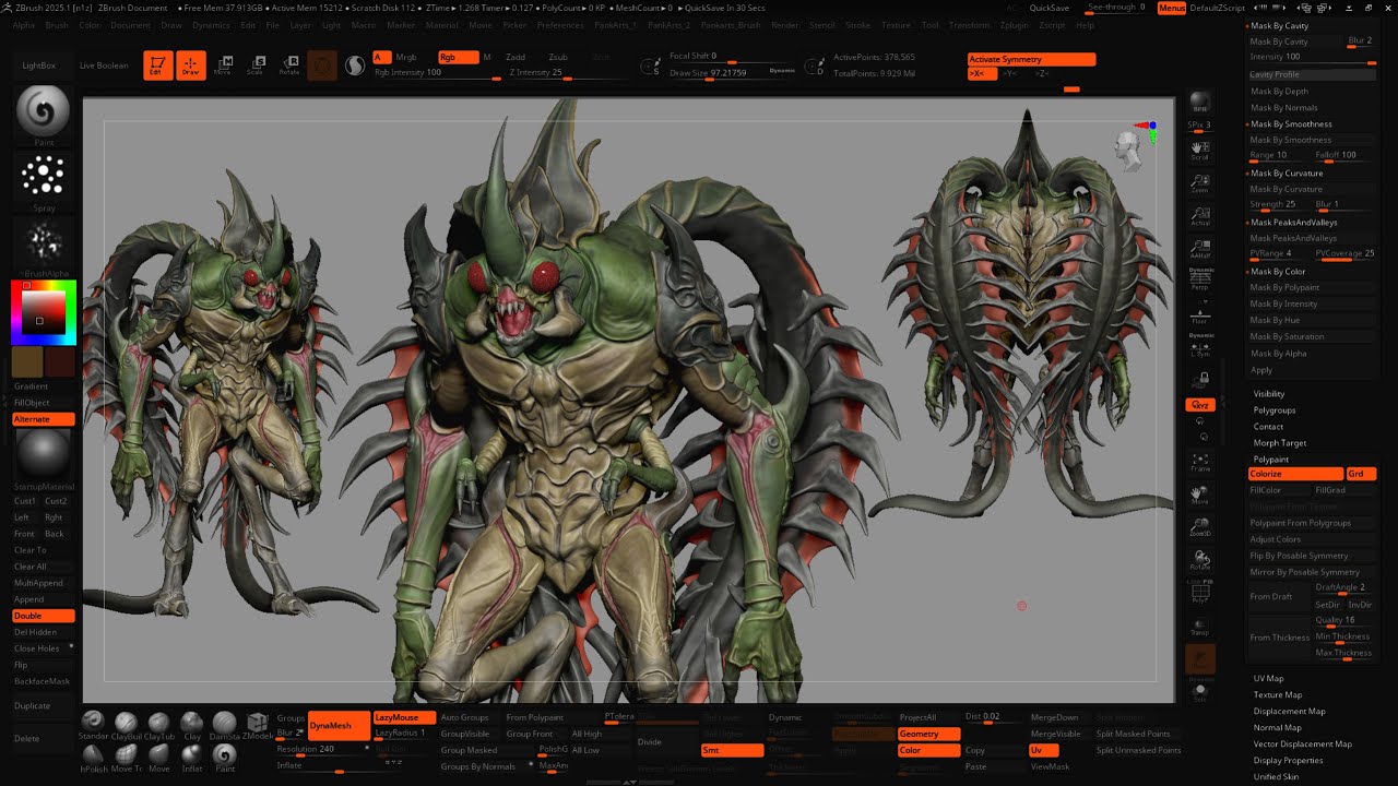 Creature sculpting in zbrush -- Part-6 basic polypaint - YouTube