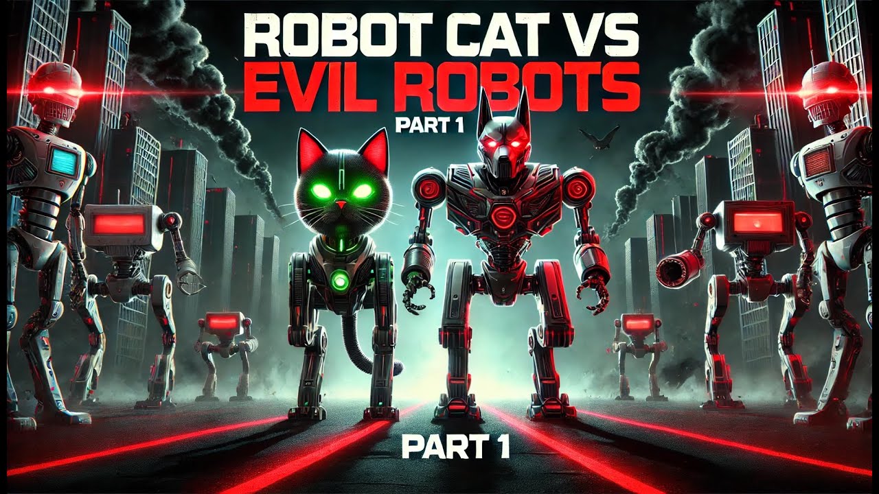 Robot cat's battle against evil robots. Part1 || Kitten's Journey - YouTube