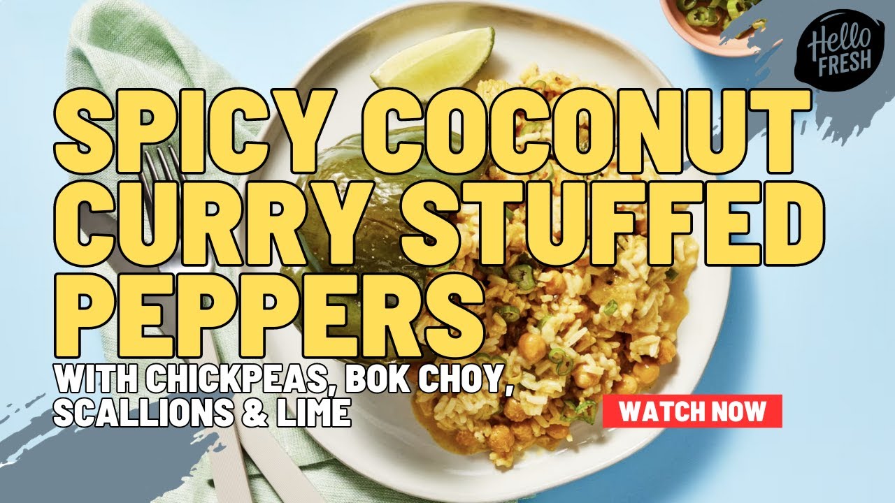 Hello Fresh Spicy Coconut Curry Stuffed Peppers Recipe *ASMR Cooking* - YouTube