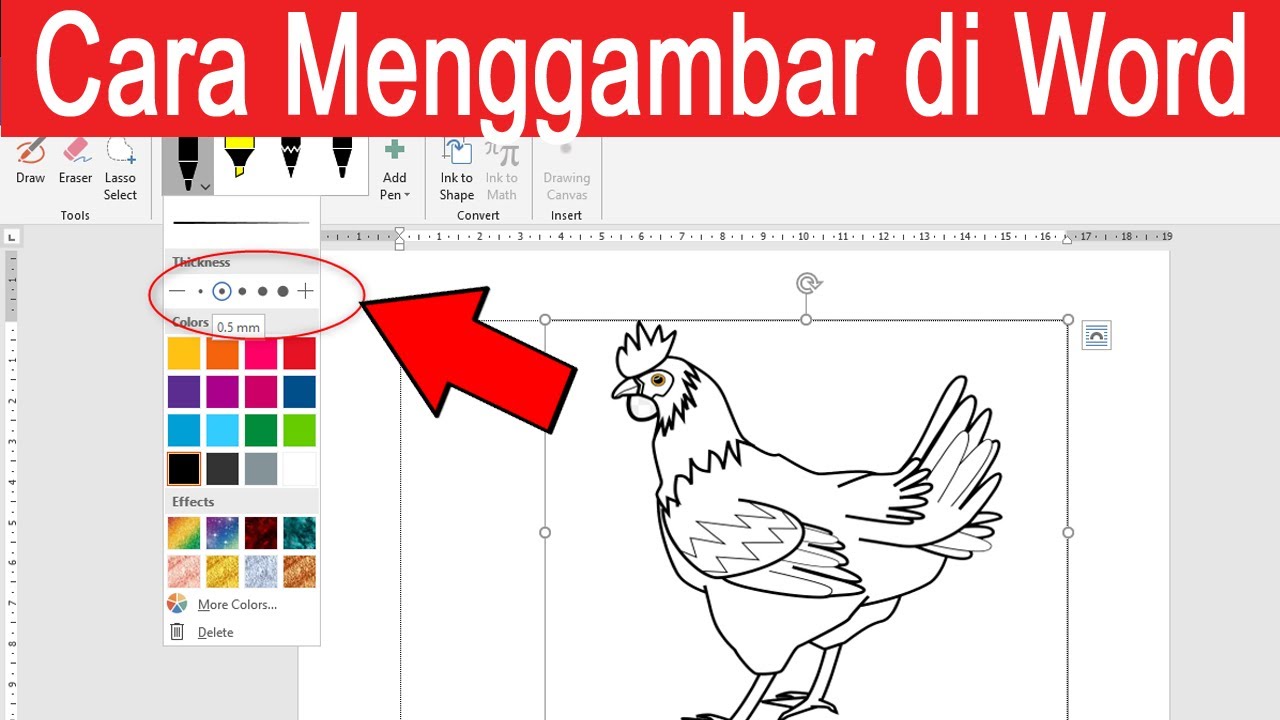 cara gambar menggunakan pen di word - YouTube