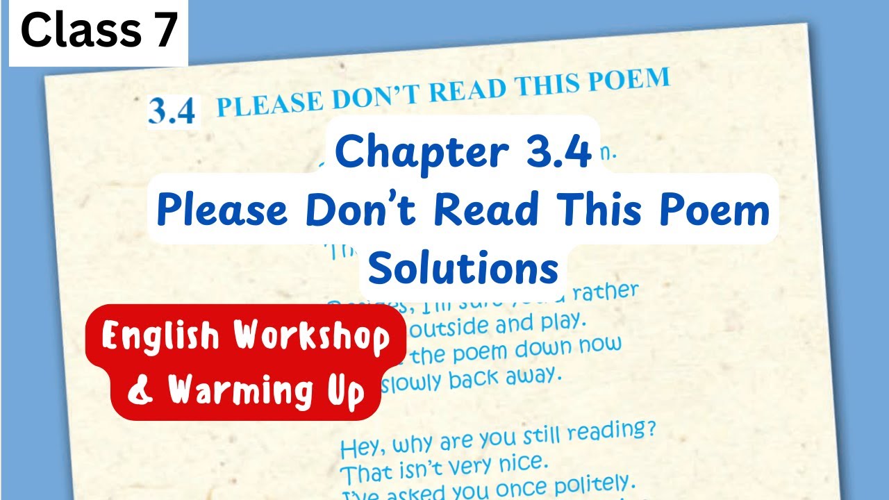 Please Don't Read This Poem English Workshop I 3.4 Please Don't Read ...