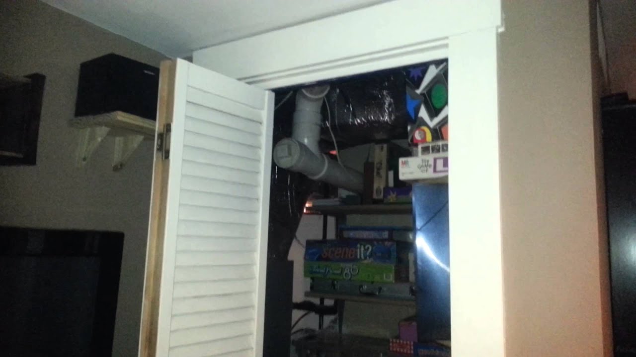 Storage closet that backs up to furnace - YouTube