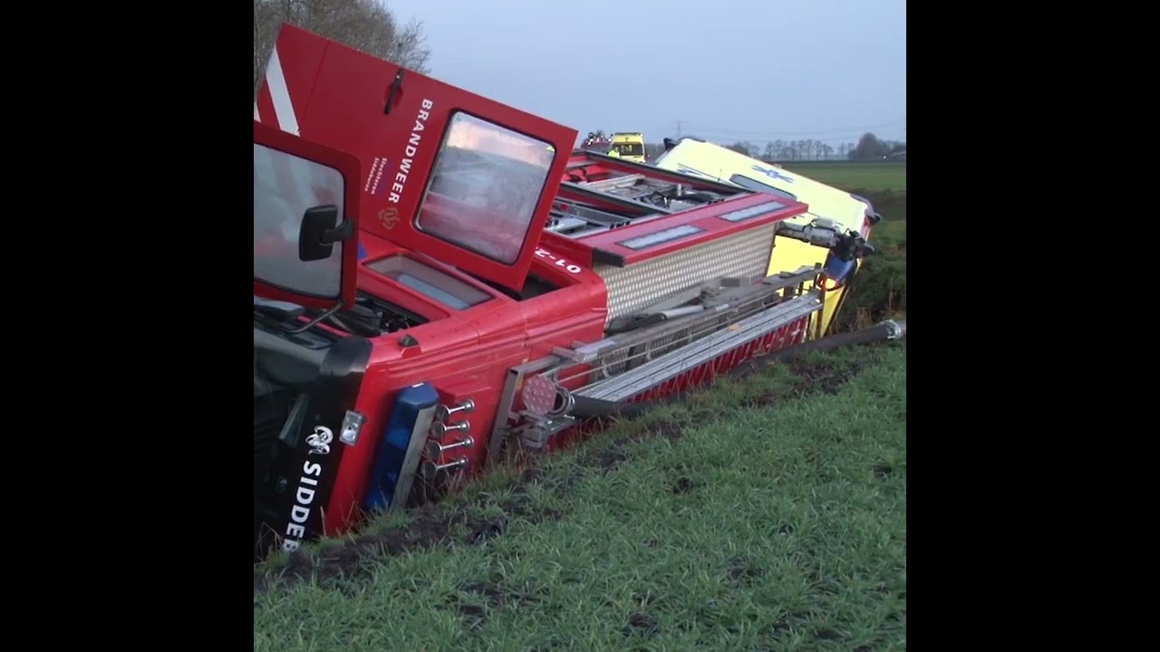 Fire truck and ambulance slide into ditch while responding to an ...