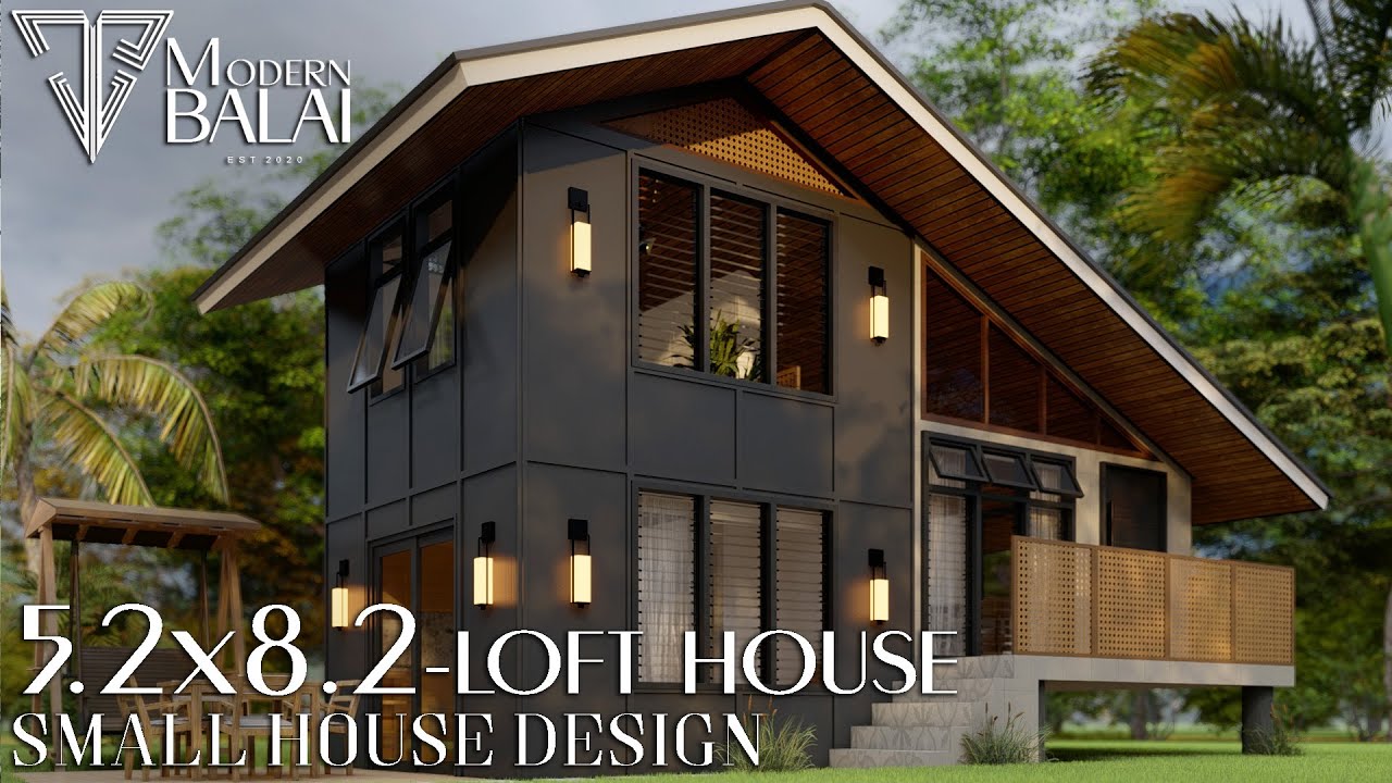 MODERN TINY LOFT HOUSE DESIGN WITH INTERIOR DESIGN | 8.2X5.2 METERS ...