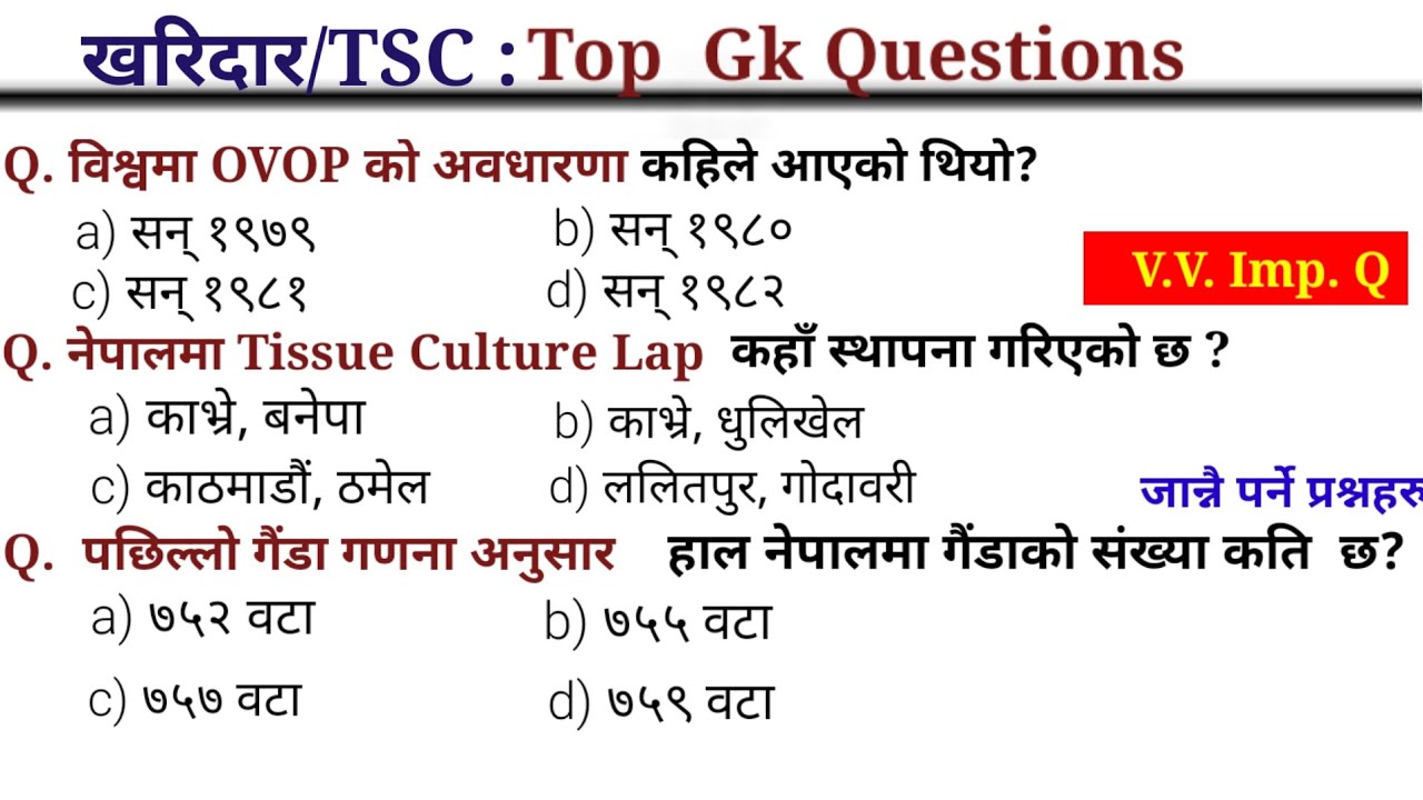 Kharidar 2081/kharidar TSC important MCQ questions/kharidar First Paper ...