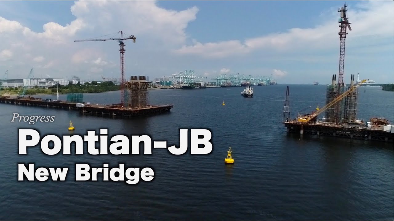 Progress of Pontian-Johor Bahru New Bridge - August 2020 - YouTube