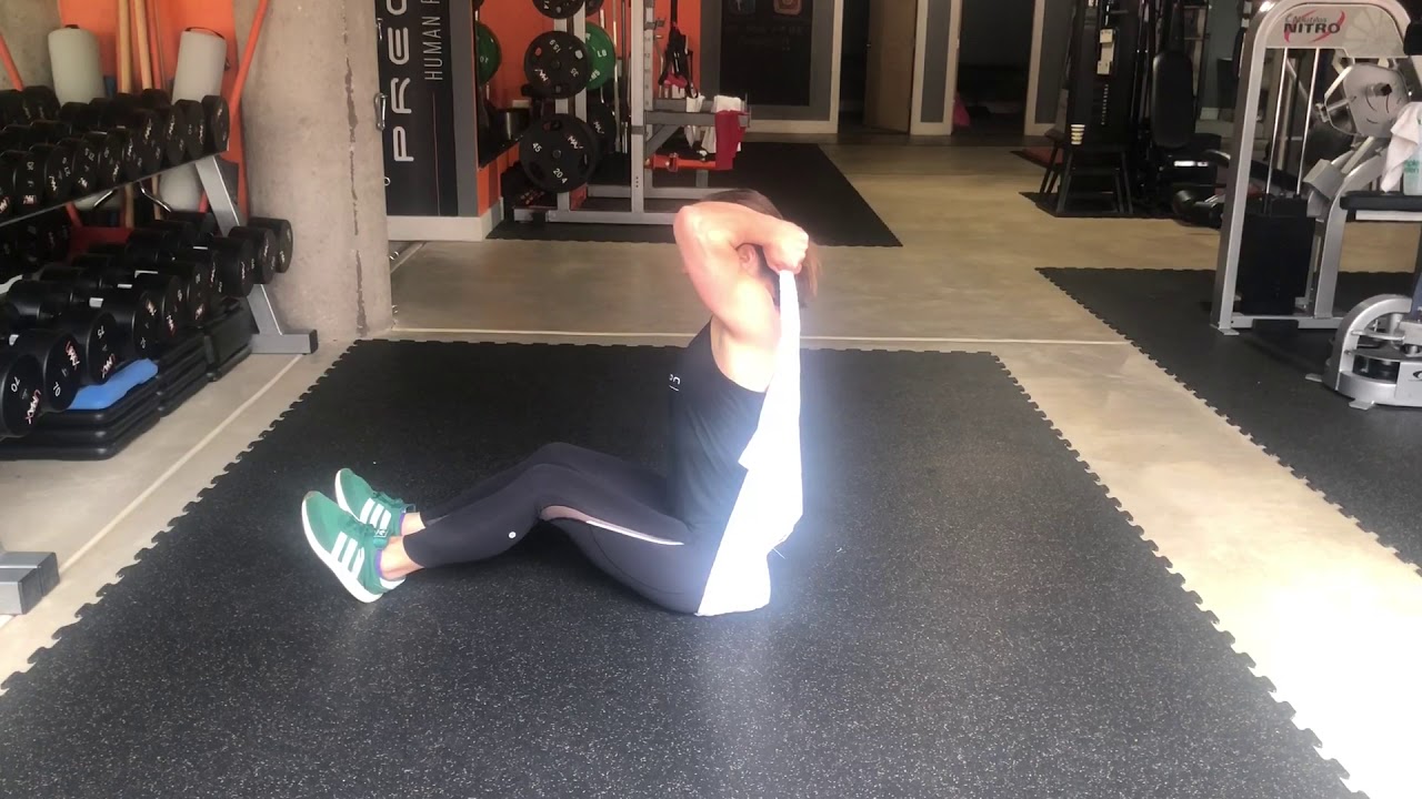 Towel seated tricep isometric (various positions) - YouTube