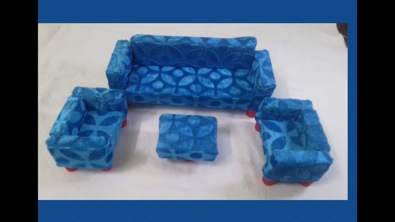 Miniature sofa set making from best out of waste - DIY Arts and Crafts ...