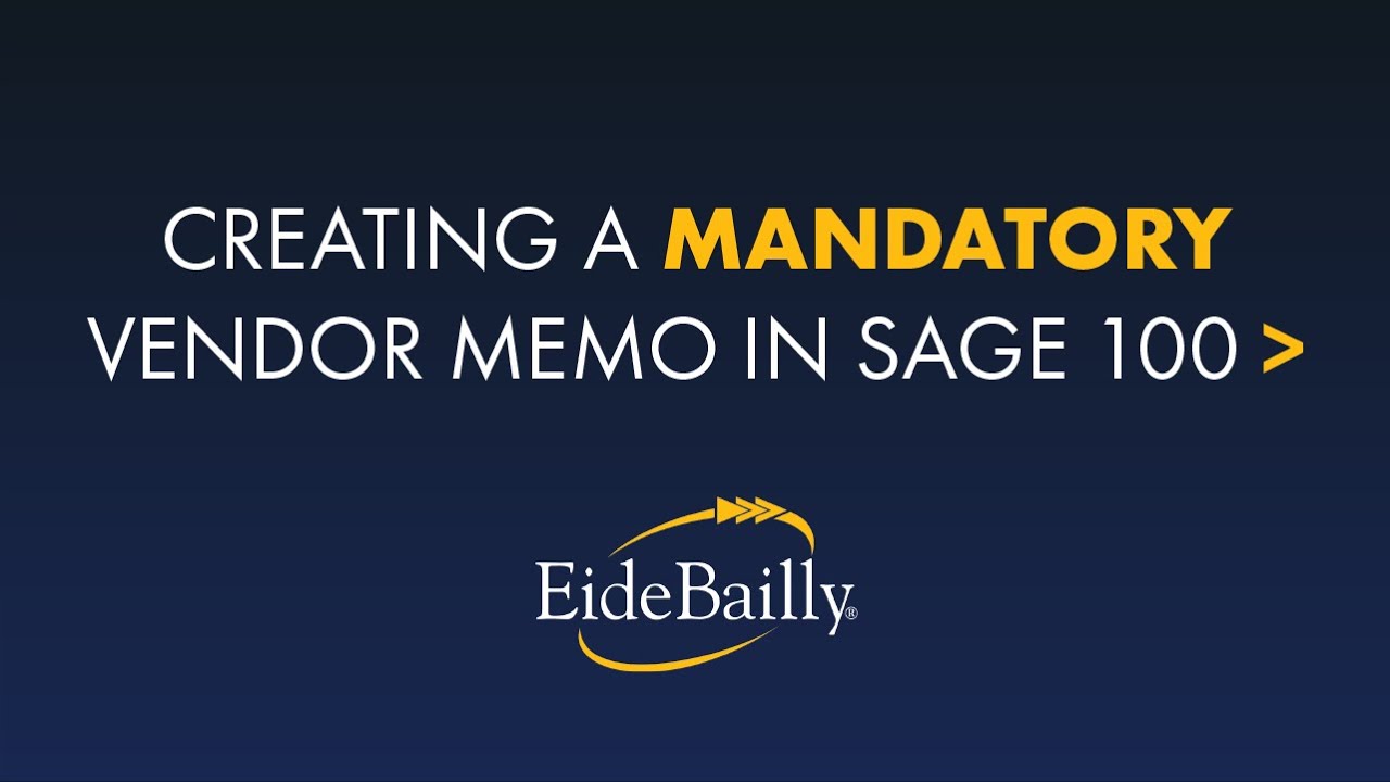 How to Create a Vendor Memo in Sage - YouTube