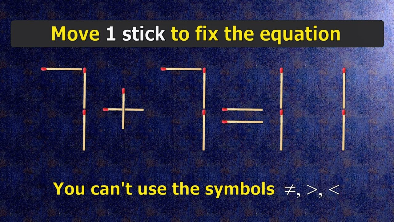 👉 Fix the equation by moving 1 or 2 sticks, Matchstick Puzzle Part 31 ...