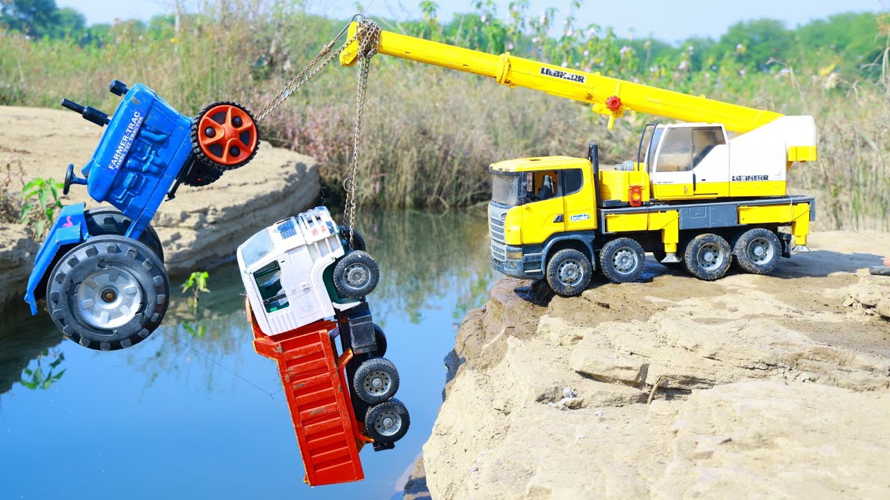 Ashok Leyland Mahindra Arjun Tractor Accident Pulling Out Crane ? Sand Construction Work | CS ...