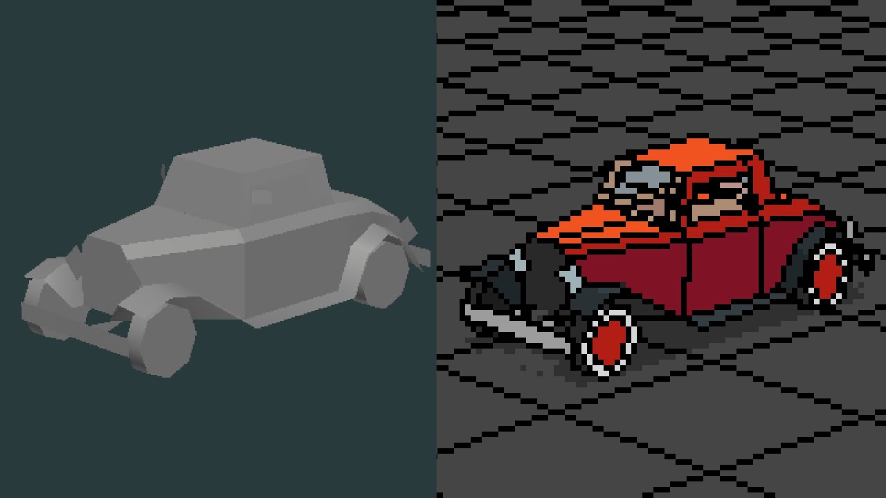 Low Poly 3D Model to Pixel Art Showcase - YouTube