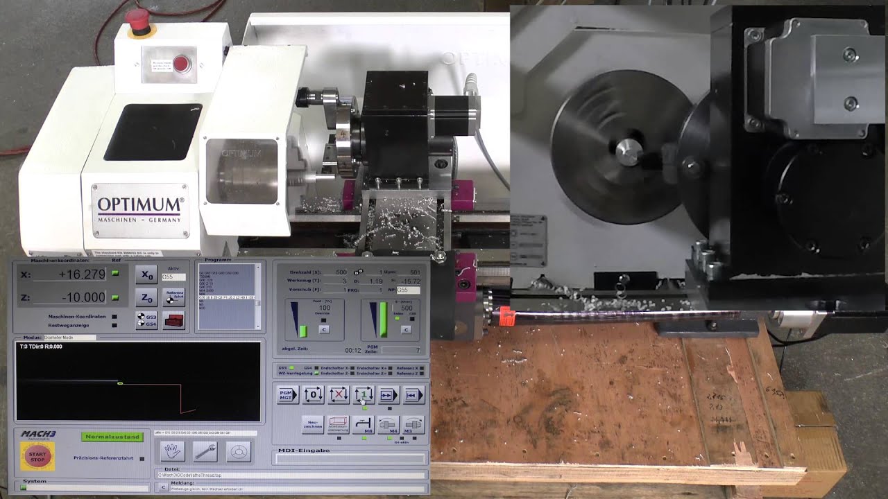 Optimum CNC Drehmaschine mit 8-fach Werkzeugwechsler - YouTube