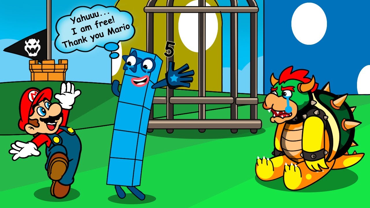Help me Mario! Oh No, Numberblocks 5 gets kidnapped by Browser ...