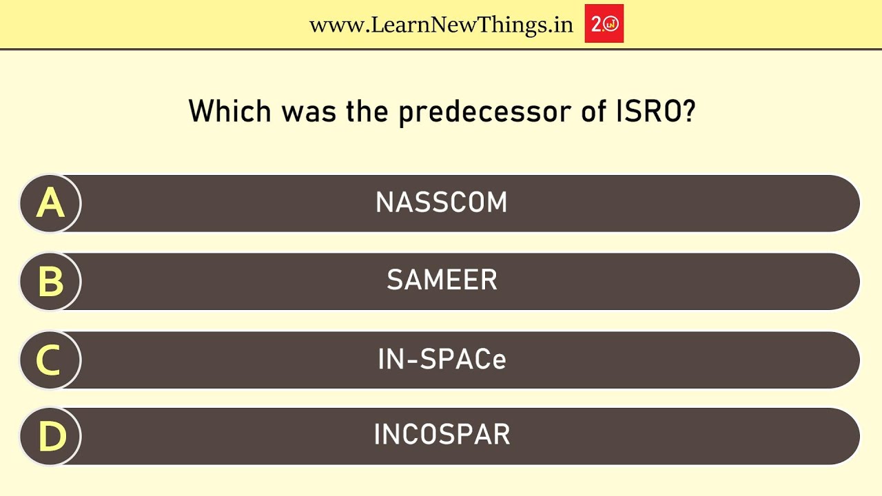 ISRO Quiz - 40 Questions | Indian Space Research Organisation | India ...