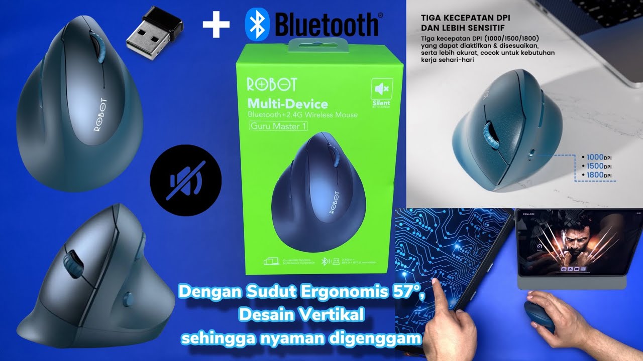 ROBOT 🔥 Guru Master 1 Vertical Mouse Dual Mode Wireless + Bluetooth 🔥 ...