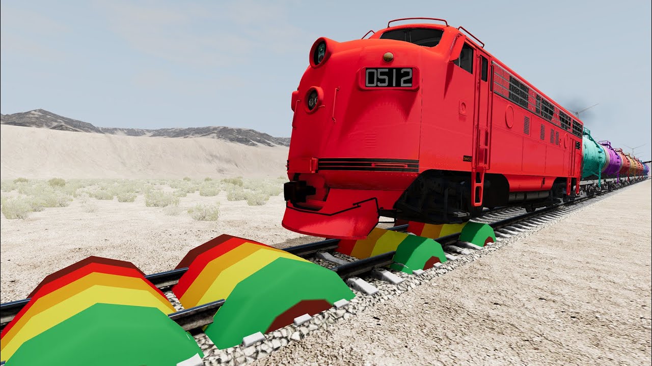 Trains Vs Speed Bumps #8 - Beamng.Drive - YouTube