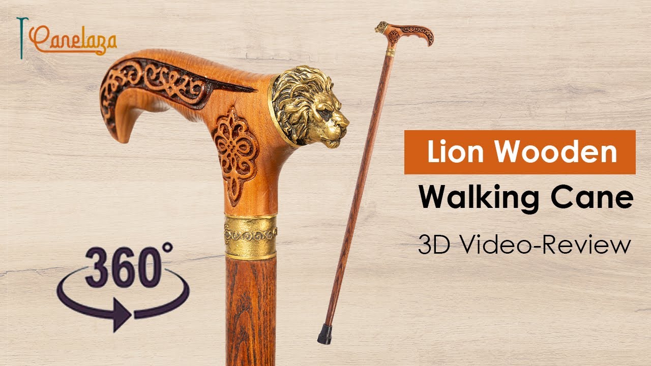 Lion Walking Stick Cane Wooden Carved Ergonomic Handle | Canelaza ...