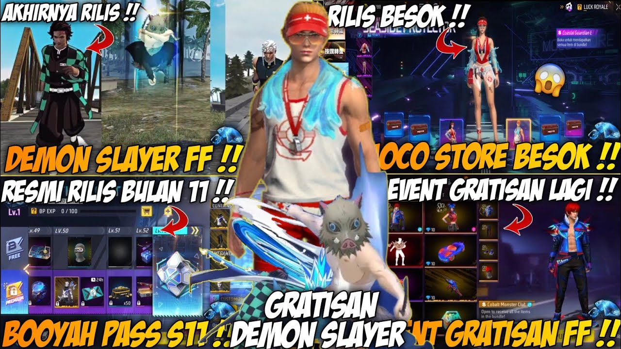 BUNDLE DEMON SLAYER FF - BUNDLE GRATIS, MOCO STORE BESOK, BOOYAH PASS ...