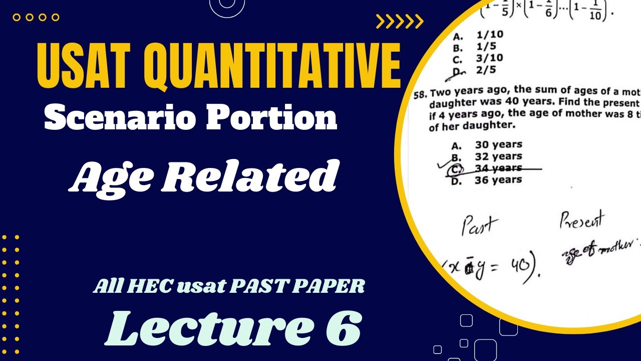 HEC USAT | Age Problem | Quantitative Reasoning | TEST 2025 | Lecture ...