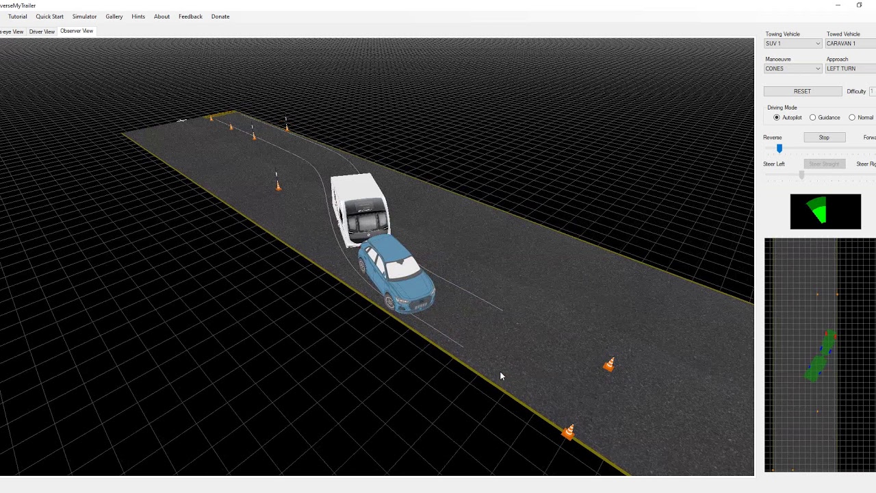 ReverseMyTrailer driving simulator program : B+E reversing exercise ...