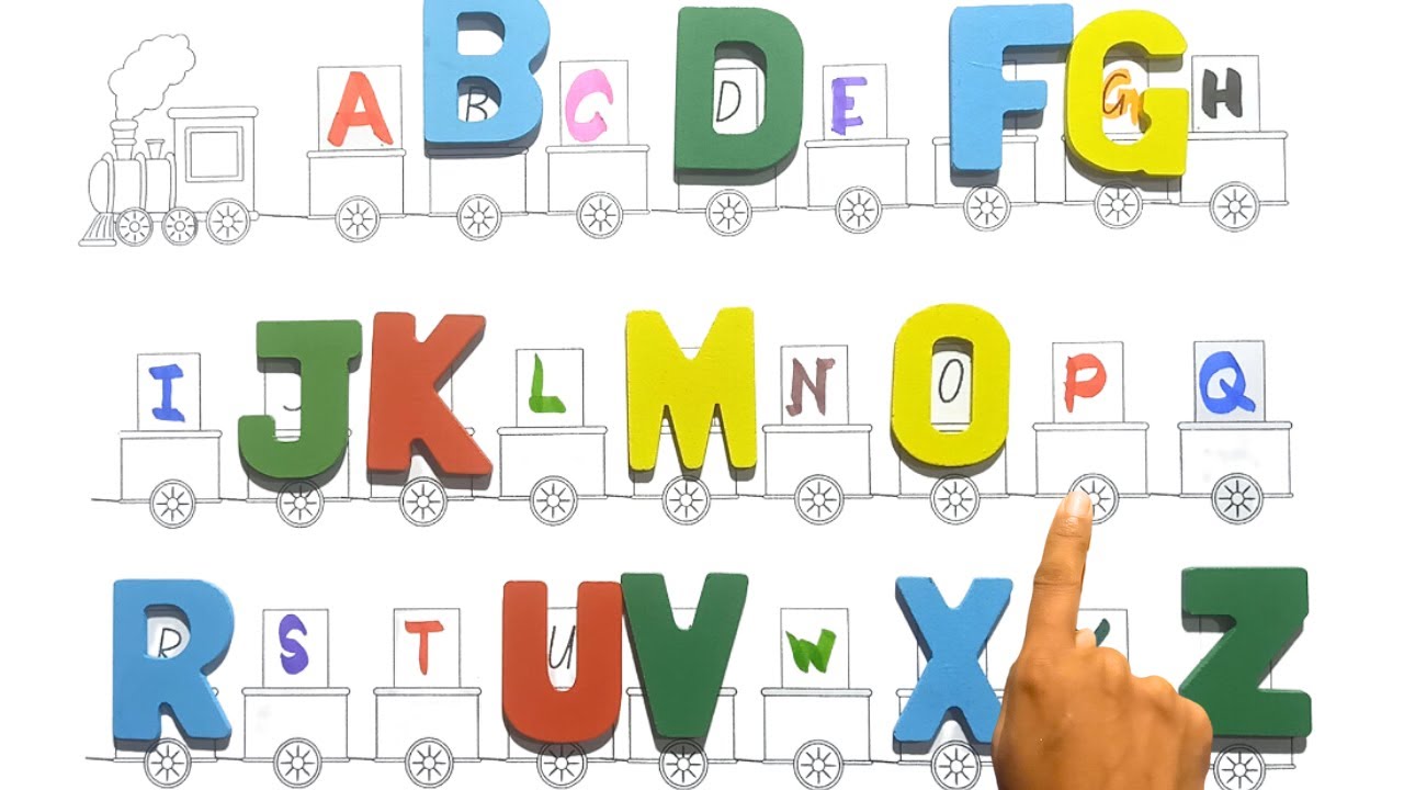 Learn ABCD Alphabets with train worksheet and abc toy for kids and ...