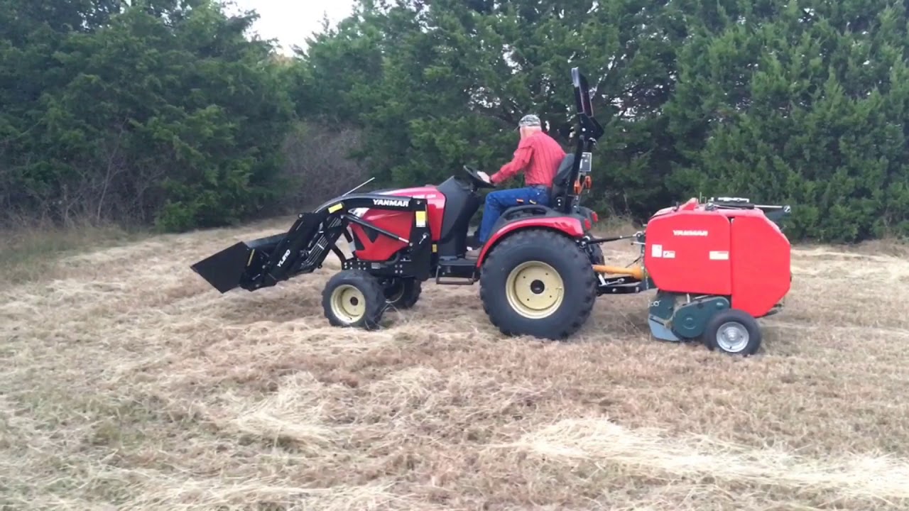 Yanmar Hay - Short Raking and Baling Video - YouTube