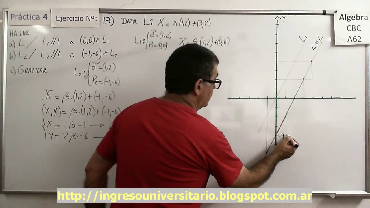 Álgebra CBC A-62 Práctica 4 – Ejer 13) Recta en el plano (R2) y ...