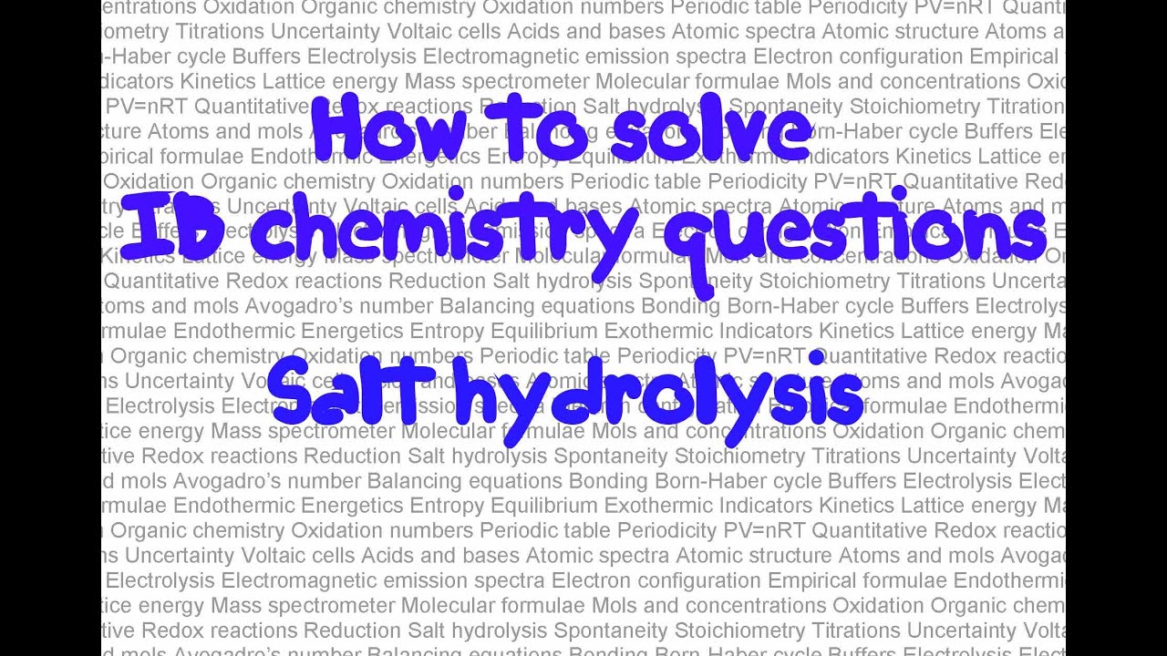 Salt hydrolysis: How to solve IB chemistry problems in HL paper 1: part ...