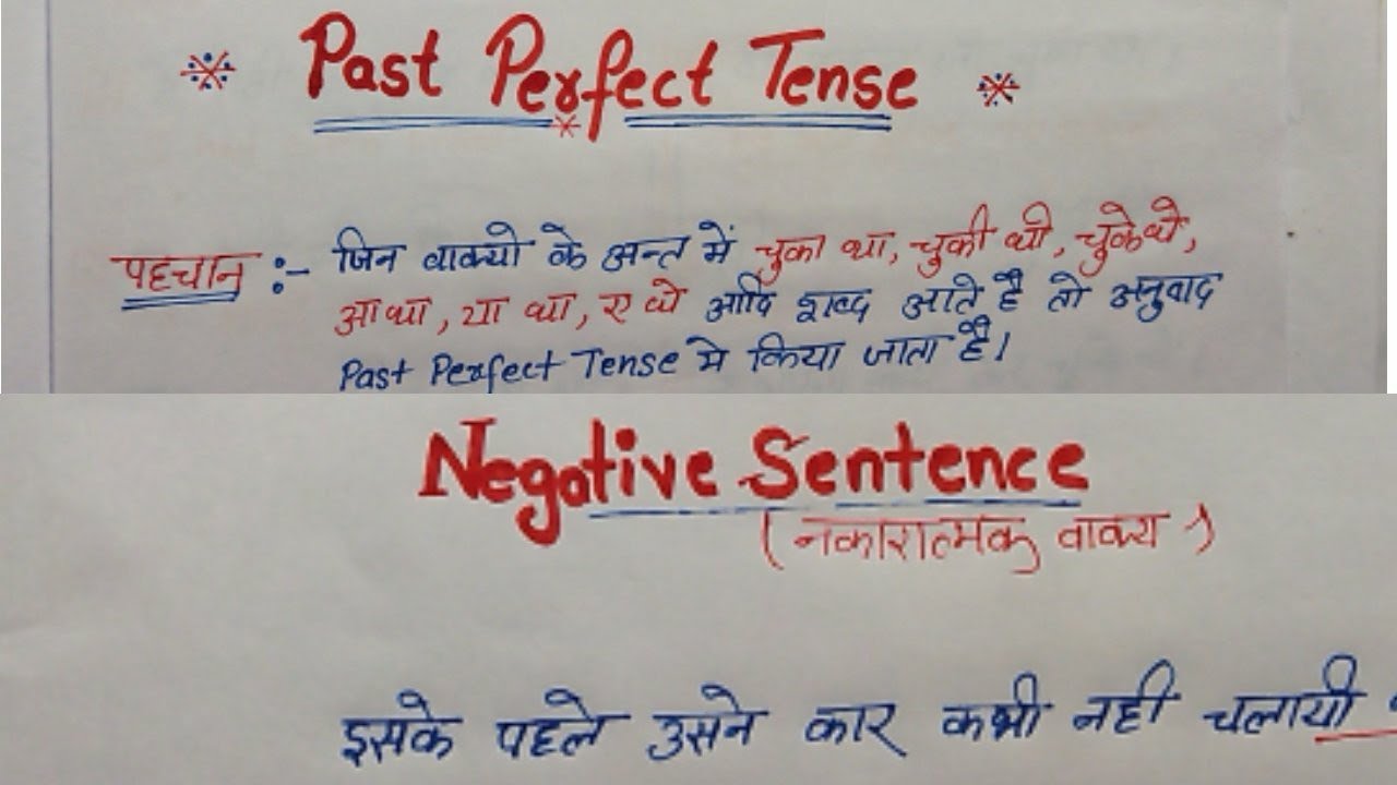 TENSE/Past Perfect Tense/Negative Sentence बनाने की विधि,सूत्र, वाक्य # ...