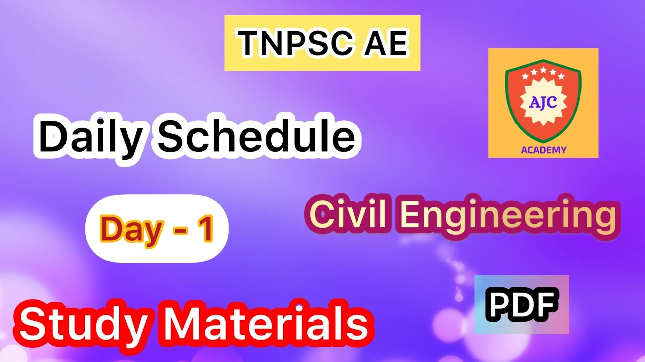 TNPSC AE - Daily Schedule/Day - 1/Study Materials/PDF - YouTube