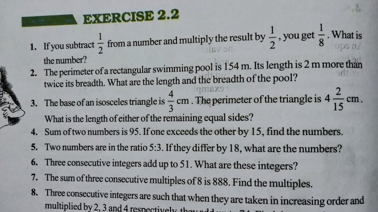 Ncert math class 8 Chapter 2 ( EX.2.2) Q.1- Q.8 / Full explained - YouTube