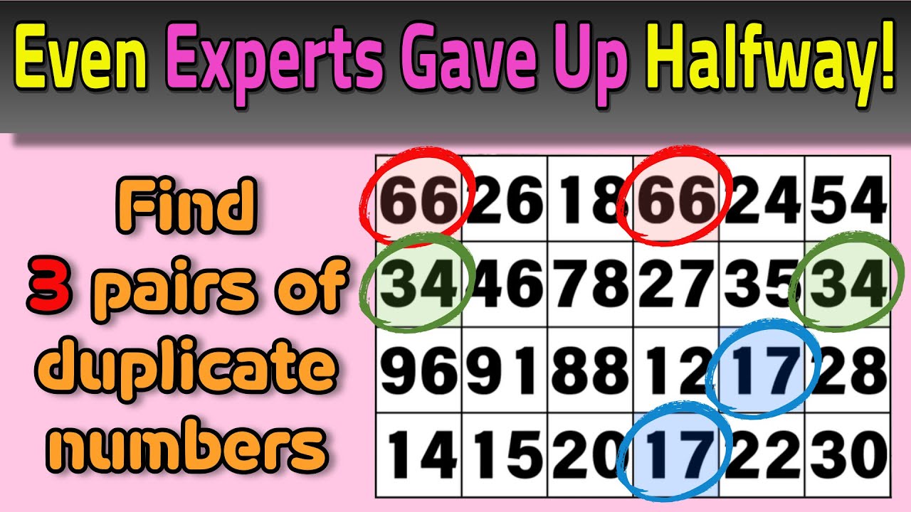 Find the same numbers 993-1000 - YouTube