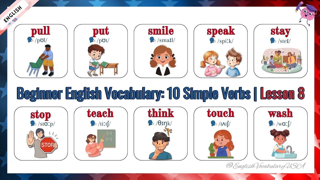Beginner English Vocabulary: 10 Simple Verbs | Lesson 8 - YouTube