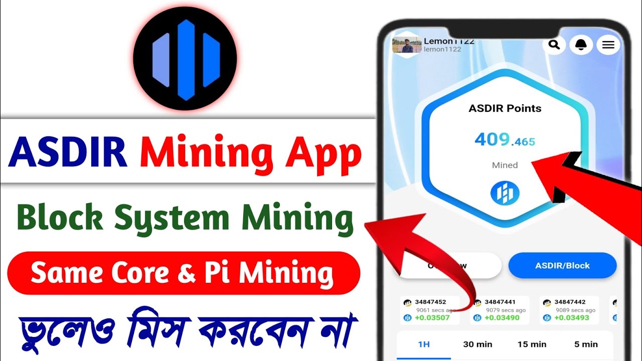 ASDIR Mining App | Same Pi & Core Mining| New Free Mining App| Block ...