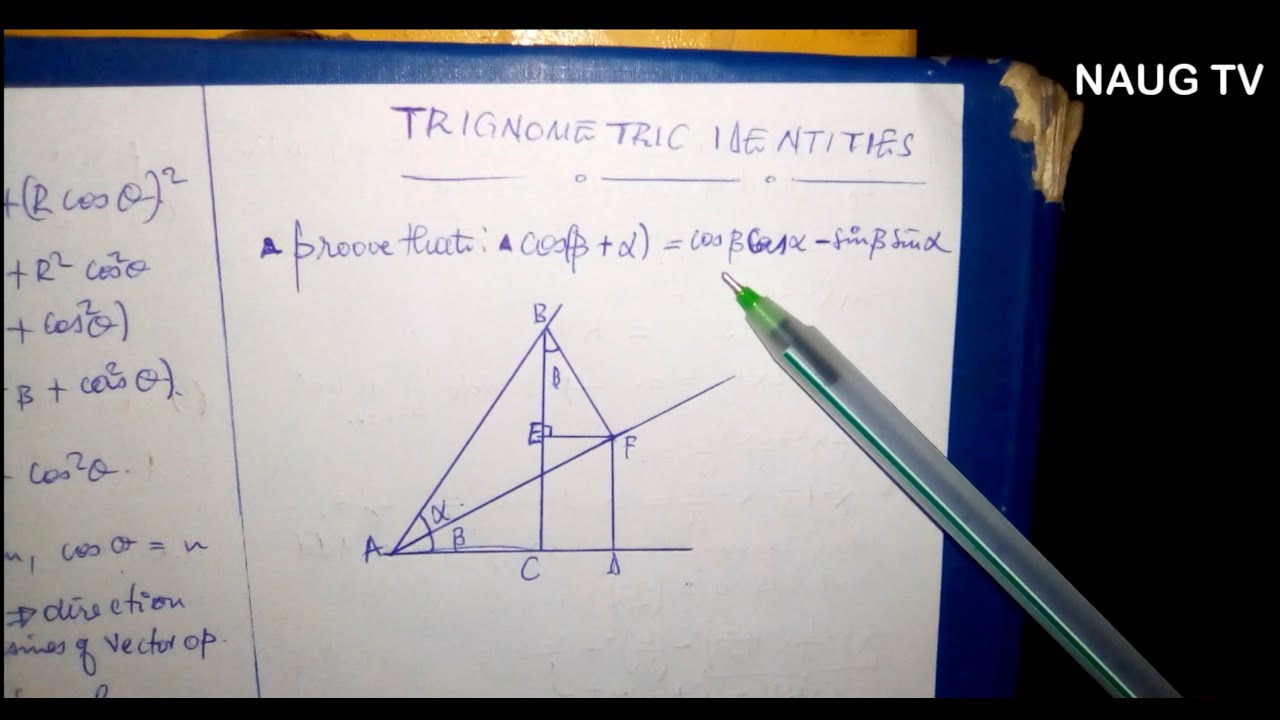 How to prove Trigonometric Identities - cos(A+B)=cosAcosB-sinAsinB ...