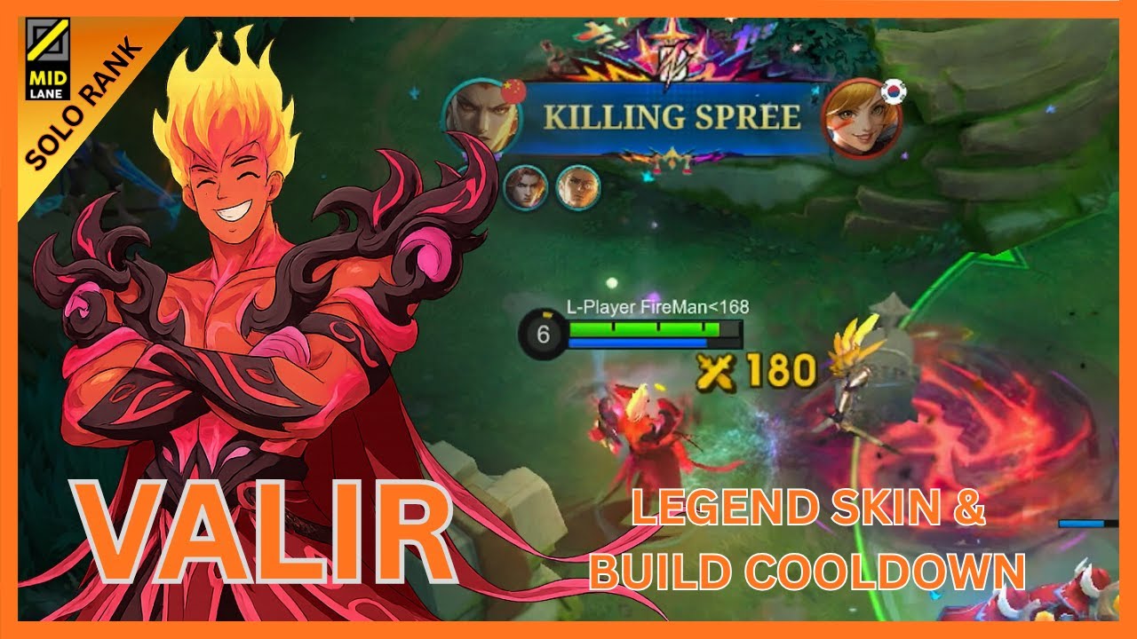 VALIR LEGEND SKIN !! SOLO RANK BUILD COOLDOWN | VALIR GAMEPLAY - YouTube