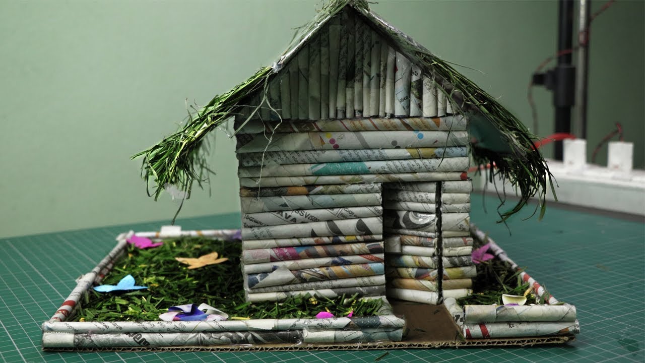 How to make a house out of newspaper | Newspaper craft idea - YouTube